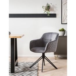 Salesfever Armlehnstuhl &raquo;Stilvoller Esszimmerstuhl&laquo; () mit 360&deg; Drehfunktion grau Metall, Polyester B/H/T: 59cm x 83cm x 60cm, Samtoptik Samtoptik, 