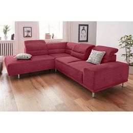Sit & More sit&more Ecksofa &raquo;Mariola L-Form&laquo; mit Federkern und Ottomane, inklusive Sitztiefenverstellung rot Luxus-Microfaser (100% Polyester);Struktur (100% 