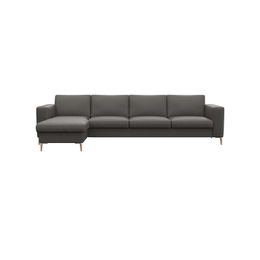 FLEXLUX Ecksofa &raquo;Fiore, super bequem durch hochwertigen Sitzaufbau mit Kaltschaum&laquo; breite Armlehnen, F&uuml;&szlig;e Alu+ Eiche, L-Form grau 100% Echteder B/H/T: