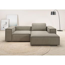 Home Affaire Ecksofa &raquo;Watertown, kompakte L-Form, 246 cm breite f&uuml;r kleinere R&auml;ume&laquo; modernes Ecksofa mit Feincordbezug, platzsparend & bequem grau 100