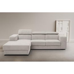 WERK2 Ecksofa &raquo;Cherry 270 x 192 cm modern und bequem&laquo; Luxus-Microfaser Chenille, L-Form, XXL, Schlaffunktion, Bettkasten beige 92% Polyester, 8% Nylon
