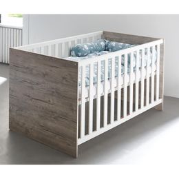 Arthur Berndt Babybett &raquo;Bente&laquo; Gitterseiten aus Massivholz, 4-fach h&ouml;henverstellbares Lattenrost wei&szlig; Holzwerkstoff, Massivholz Liegefl&auml;che B/L: 70cm 