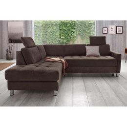 Sit & More sit&more Ecksofa &raquo;Pablo L-Form&laquo; wahlweise mit Schlaffunktion braun Struktur fein (100% Polyester);Struktur (100% Polyester) B/H/T: 233cm x 78cm x 