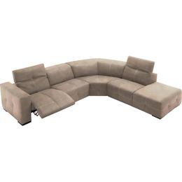 Egoitaliano Ecksofa &raquo;Sauvanne, Designsofa der Extraklasse, elegant und bequem, L-Form&laquo; wahlweise mit elektrischer Relaxfunktion, Kopfteilverstellung beige Leder &raquo;