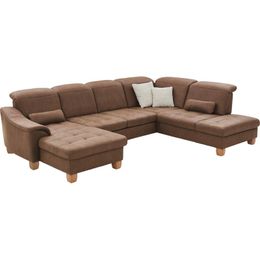 Die PlanBar Wohnlandschaft &raquo;PP-LA23145 U-Form&laquo; inkl. Kopfpolsterverstellung, Federkernpolsterung braun 100% Polyester B/H/T: 341cm x 88cm x 243cm, 