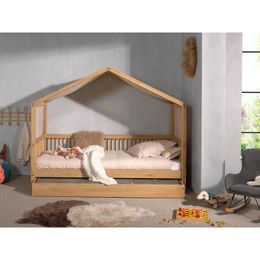 Vipack Hausbett &raquo;Eiche massiv ge&ouml;lt, Made in Europe, langlebige Qualit&auml;t&laquo; B/H/T ca. 207,5x170x97,5cm, inkl. Dachaufbau und Massivholz Lattenrost, Liegefl&auml;che