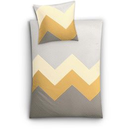 Kleine Wolke Bettw&auml;sche &raquo;Lykke&laquo; 2 Stk. mit Zick-Zack-Muster bunt Mako-Satin, Obermaterial: 100% Baumwolle B/L: 135cm x 200cm, 1 Stk., 1 Stk., Mako-Satin, B/L: 80cm