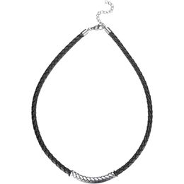 Firetti Herren Lederband &raquo;Schmuck Geschenk Edelstahl Leder Halsschmuck Halskette Loobstpr&auml;gung&laquo; schwarz Edelstahl Kautschuk Leder, L: 50