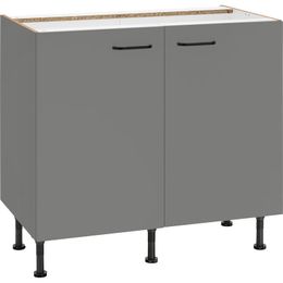 Optifit Unterschrank &raquo;Elga&laquo; mit Soft-Close-Funktion, h&ouml;henverstellbare F&uuml;&szlig;e, Breite 90 cm grau Holzwerkstoff basaltgrau, B/H/T: 90cm x 87cm x 58,4cm, 