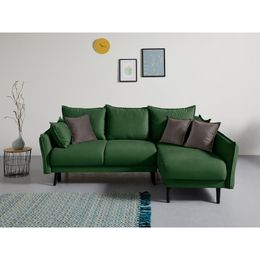 Home Affaire Ecksofa &raquo;Asra L-Form, B: 240 cm&laquo; Schlaffunktion, Bettkasten, Taschen & 3 Zierkissen, Federkern gr&uuml;n 100% Polyester B/H/T: 240cm x 95cm x 