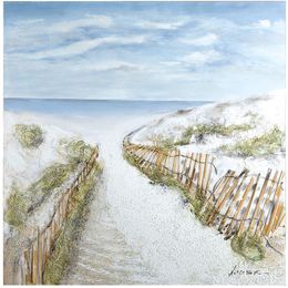 Gilde Leinwandbild &raquo;Gem&auml;lde D&uuml;nen-Idylle&laquo; Landschaft Strand 1 Stk. tlg. blau Leinwand B/H/T: 100cm x 100cm x 3cm, Landschaft Strand, 1 Stk.