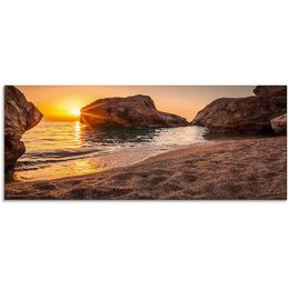 Artland Glasbild &raquo;Sonnenuntergang und Strand&laquo; Strand 1 Stk. tlg. in verschiedenen Gr&ouml;&szlig;en beige B/H/T: 125cm x 50cm, Glasbild Strand, 1 Stk.