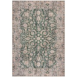 FLAIR RUGS Teppich &raquo;Beau Floral&laquo; rechteckig 2 mm H&ouml;he Waschbarer Vintage Teppich, Wohnzimmer, Schlafzimmer, Esszimmer gr&uuml;n Kunstfaser B : 190cm 1 Stk.