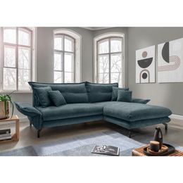 Home Affaire Ecksofa &raquo;Lazio modern und bequem, schmale Armlehnen, tolle Detailverarbeitung&laquo; Armlehnen verstellbar blau B/H/T: 255cm x 94cm x 180cm, 