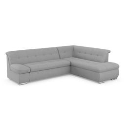 DOMO collection Ecksofa &raquo;MONA 271x213 cm, modern und komfortabel&laquo; whlw. mit Bett- und Armlehnfunktion, L-Form silber Struktur fein 100% Polyester;