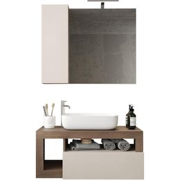 Welltime Badm&ouml;bel-Set &raquo;Hamburg, Badezimmerset 2tlg. Breite 92 cm, Badm&ouml;bel, Waschtisch inkl.&laquo; Spar-Set, 2 Stk. tlg. wei&szlig; Holzwerkstoff B/H/T: 92cmcm x