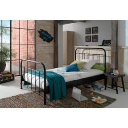 Vipack Einzelbett &raquo;New York, Bettgestell Metall, pulverbeschichtet, in zeitlosem Design&laquo; H/T ca. 100x210cm, inkl. Lattenrost, sehr stabil gebaut, zwei 
