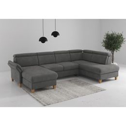 OTTO home Wohnlandschaft &raquo;Glendale, U-Form&laquo; inkl. Kopfteilverstellung, wahlweise mit Vorziehsitz und Bettkasten grau 90% Polyester, 10% Polyamid B/H/T