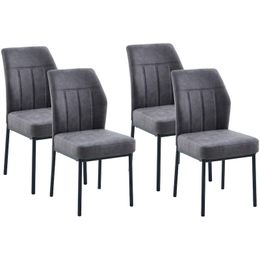 Hela 4-Fu&szlig;stuhl &raquo;ALMADA&laquo; (Set) 4 Stk.4-Fu&szlig;, Komfortsitz mit Federkorb, Vintage Optik grau Metall, Polyester, Stoff B/H/T: 44cm x 91cm x 61,5cm, 4 Stk.