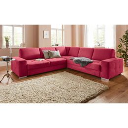 Sit & More sit&more Ecksofa &raquo;Santorini L-Form&laquo; mit Federkern und Sitztiefenverstellung, wahlweise mit Schlaffunktion rot Struktur (100% Polyester);Struktur fein 