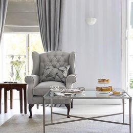Laura Ashley Vliestapete &raquo;Lilleescent Streifen&laquo; Streifen FSC zertifiziert, mit lebhaftem Druck, 10 Meter L&auml;nge silber Vlies B/L: 0,52m x 10m, Rollen: 