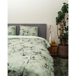 Kayori Bettw&auml;sche &raquo;Shima&laquo; 2 Stk. Hergestellt aus GOTS-zertifizierter Bio-Baumwolle gr&uuml;n Mako-Satin, Obermaterial: 100% Baumwolle B/L: 155cm x 220cm, 1