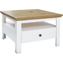 Home Affaire Couchtisch &raquo;Ulm&laquo; Couchtisch mit Schublade & offenem Fach - (B/T/H) 70/70/46 cm wei&szlig; B/H/T: 70cm x 46cm x 70cm