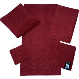 Ross Seiftuch &raquo;Cashmere feeling&laquo; mit Wellen-Bord&uuml;re rot Frottier, Baumwolle B/L: 30cmx30cm, 6 Stk., Frottier