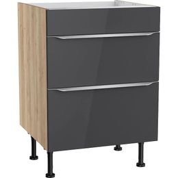 KOCHSTATION Kochfeldumbauschrank &raquo;KS-Aken&laquo; grau wildeiche Nachbildung, B/H/T: 60cm x 87cm x 58,4cm