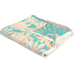 Adam Wohndecke &raquo;Jungle&laquo; GOTS zertifiziert - aus Bio-Baumwolle, Kuscheldecke blau Baumwolle B/L: 150cm x 210cm