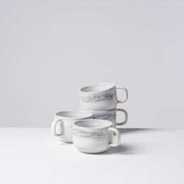 gipfelst&uuml;ck Tasse &raquo;Tiefer See&laquo; Scandi-Style, Reaktivglasur, jedes St&uuml;ck ein Unikat, 4-teilig wei&szlig; Steinzeug &Oslash; 9cm x 6cm, 220ml, 4 tlg.