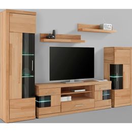 OTTO home Wohnwand &raquo;Ribe Wohnwand Set-5 St.&laquo; Set, 5 Stk. tlg. beige Holz teilmassiv B/H/T: 260cmcm x 180cmcm x 35cmcm