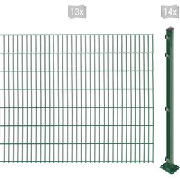 Arvotec Doppelstabmattenzaun &raquo;EASY 143 zum Aufschrauben&laquo; Zaunh&ouml;he 143 cm, Zaunl&auml;nge 2 - 60 m gr&uuml;n Kunststoff, Stahl H/L: 143cm x 26m, Pfosten: 14 Stk.