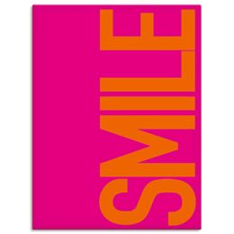 Artland Wandbild &raquo;Smile&laquo; Spr&uuml;che & Texte 1 Stk. tlg. als Alubild, Leinwandbild, Poster, Wandaufkleber in verschied. Gr&ouml;&szlig;en pink Leinwand B/H/T: 90cm x 120cm, 