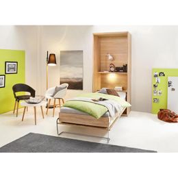 Priess Schrankbett &raquo;Ancona&laquo; mit Regal und LED-Beleuchtung braun LED-Beleuchtung Lattenrost, B/L: 90cm x 200cm Betth&ouml;he: 44cm, kein H&auml;rtegrad, ohne 