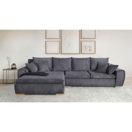 Home Affaire Ecksofa &raquo;Katja L-Form, B: 325 cm - OTTO. Verl&auml;ssliche Qualit&auml;t.&laquo; Schlaffunktion, Bettkasten & 4 Zierkissen grau 100% Polyester B/H/T: 