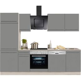 Optifit K&uuml;chenzeile &raquo;Bern&laquo; Breite 270 cm, ged&auml;mpfte T&uuml;ren, wahlweise mit E-Ger&auml;ten grau B/H/T: 270cm x 60cm, ohne E-Ger&auml;te