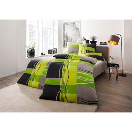 OTTO home Bettw&auml;sche &raquo;Kelian&laquo; 3 Stk. in verschiedenen Qualit&auml;ten, gemusterte Bettw&auml;sche gr&uuml;n Polycotton recycelt, Obermaterial: 50% Baumwolle, 50% 