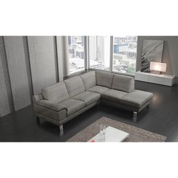 Egoitaliano Ecksofa &raquo;Shakira, Design und Sitzkomfort auf hohem Niveau, tolle Details&laquo; mit Ottomane, L-Form, elegante Metallf&uuml;&szlig;e grau Luxus-Micofaser Lederoptik (