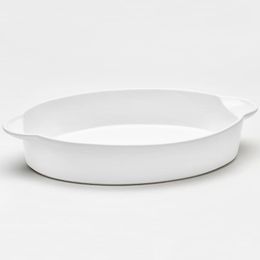 Van Well Auflaufform &raquo;Backform oval, 40 x 26x 7,5 cm&laquo; Porzellan 1 Stk. tlg. wei&szlig; gl&auml;nzend, sp&uuml;lmaschinen- und mikrowellengeeignet wei&szlig; Porzellan B/H/L