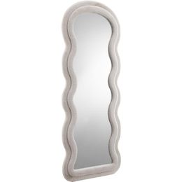 Salesfever Ganzk&ouml;rperspiegel &raquo;Bristol Spiegel: Eleganz in 170 cm H&ouml;he&laquo; Wellenf&ouml;rmiger Kunstfell-Rahmen, 170cml beige MDF, Polyester, Spiegelglas B/H/T