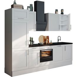 Optifit K&uuml;che &raquo;Ahus&laquo; 280 cm breit,wahlweise mit E-Ger&auml;ten,MDF Fronten, Soft Close Funktion grau B/H/T: 280cm x 211,8cm x 60cm, ohne E-Ger&auml;te