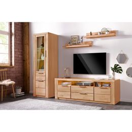OTTO home Wohnwand &raquo;ZARA&laquo; Set, 4 Stk. tlg. beige Holzwerkstoff Holzwerkstoff Kernbuchefarben (Korpus)/ Massivholz Kernbuche (Front)