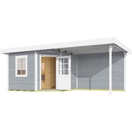 Weka Saunahaus &raquo;SALO 2&laquo; inkl. hochwertiger Elementsauna grau Saunaofen, integrierte Steuerung, 9 kW
