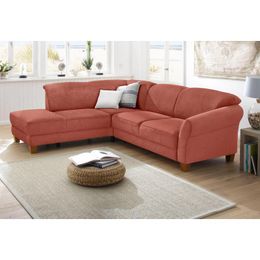 OTTO home Ecksofa &raquo;Gotland L-Form&laquo; wahlweise mit Sitztiefenverstellung + Bettkasten orange Struktur (100% Polypropylen);Luxus-Microfaser ALTARA NUBUCK