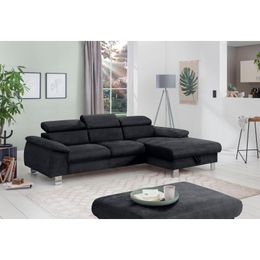 COTTA Ecksofa &raquo;Komaris L-Form, B: 244 cm&laquo; mit Kopfteilverstellung, optional Schlaffunktion, Bettkasten & Licht Microfaser PRIMABELLE (100% Polyester);