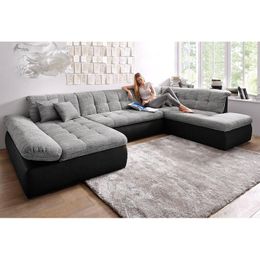 DOMO collection Wohnlandschaft &raquo;MORIC 353x216x80 cm, mit viel Platz, U-Form, auch in Cord&laquo; im XXL-Format, wahlweise mit Bettfunktion und 