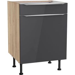 KOCHSTATION Unterschrank &raquo;KS-Aken&laquo; grau wildeiche Nachbildung, B/H/T: 60cm x 87cm x 58,4cm