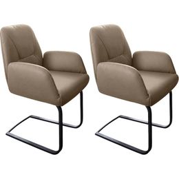 W.Schillig Freischwinger &raquo;ole&laquo; (Set) 2 Stk.2er- oder 4er-Set, Gestell in Schwarz pulverbeschichtet braun Longlife Xtra-Leder Z69: Das feinnarbige, 