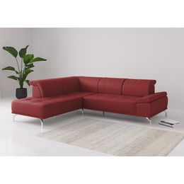 OTTO home Ecksofa &raquo;Caluna&laquo; Inkl.Sitztiefenverstellung, wahlweise mit Kopf- und Armteilverstellung rot B/H/T: 274cm x 81cm x 235cm, NaturLEDER Stoff, 